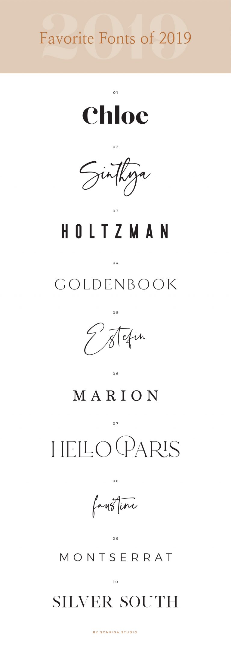 My Favorite Fonts of 2019 - sonrisastudio.com