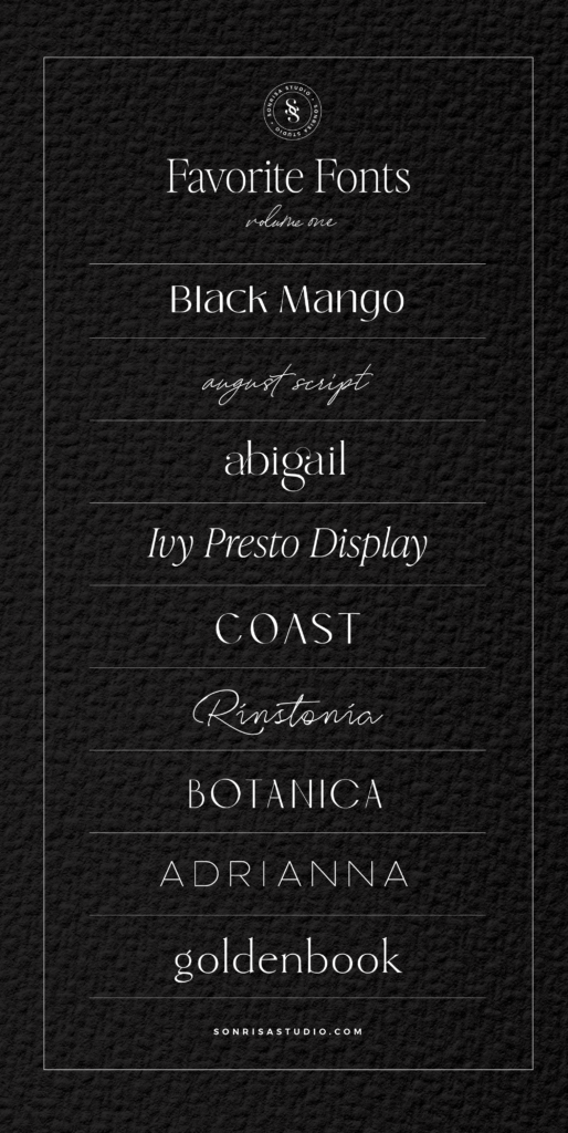 Favorite Fonts - Volume One - sonrisastudio.com