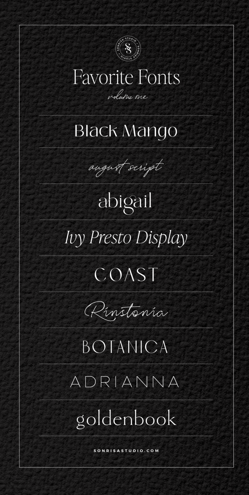 Favorite Fonts - Volume One - sonrisastudio.com