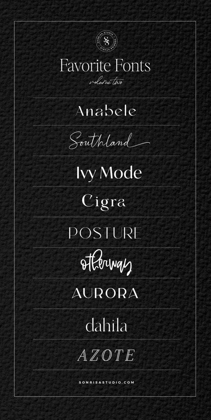 Favorite Fonts - Volume Two - sonrisastudio.com